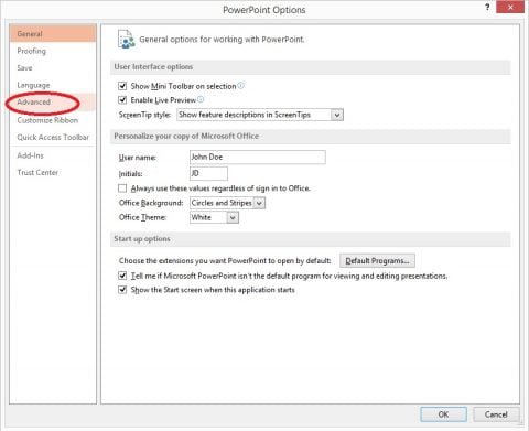 My slide show is stopping with text 'End of slide show, click to exit ...